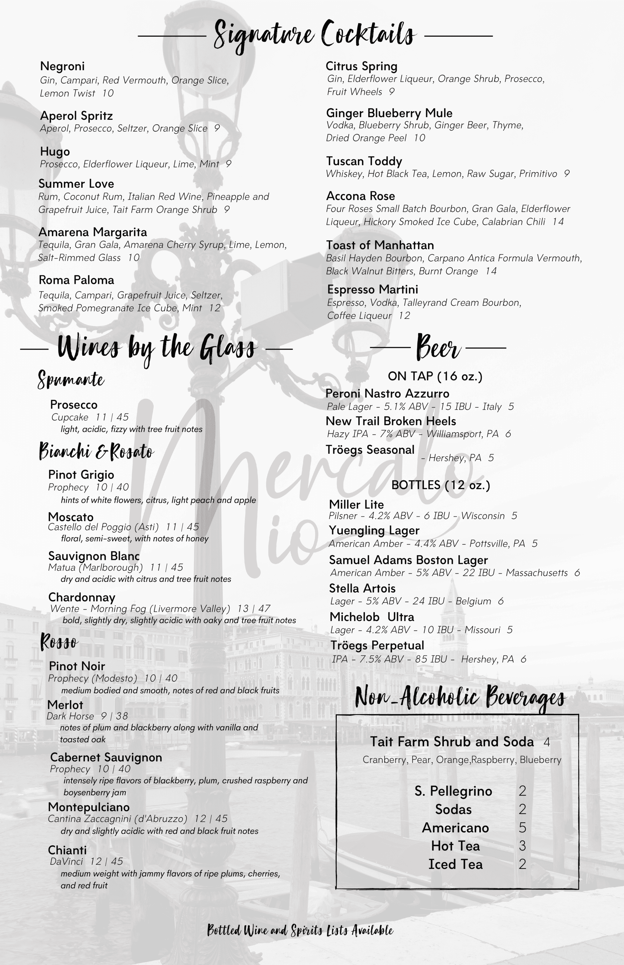 Menus - Mercato Mio Italian Market