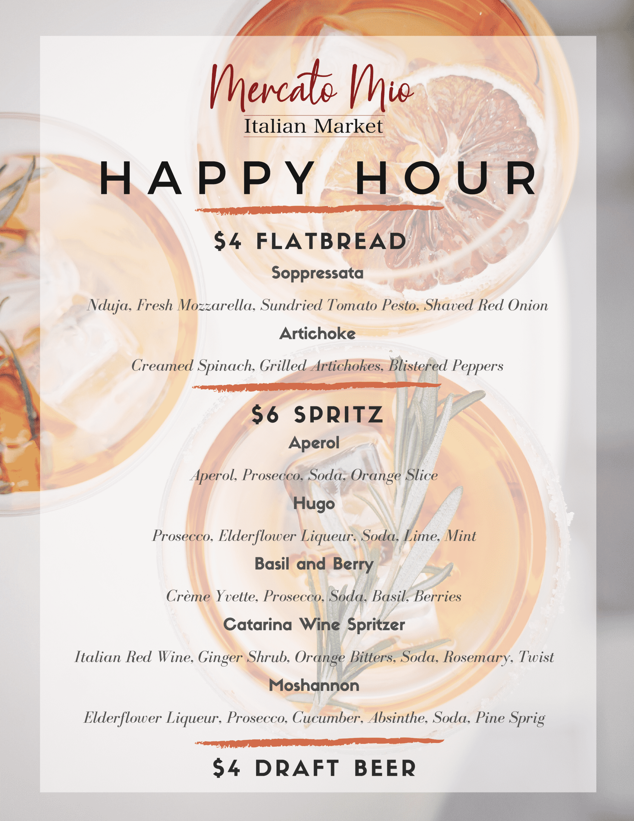 Menus - Mercato Mio Italian Market