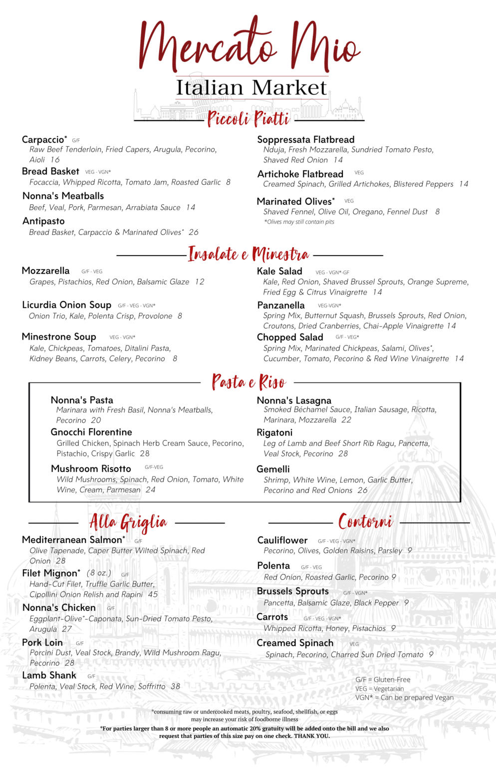 Menus - Mercato Mio