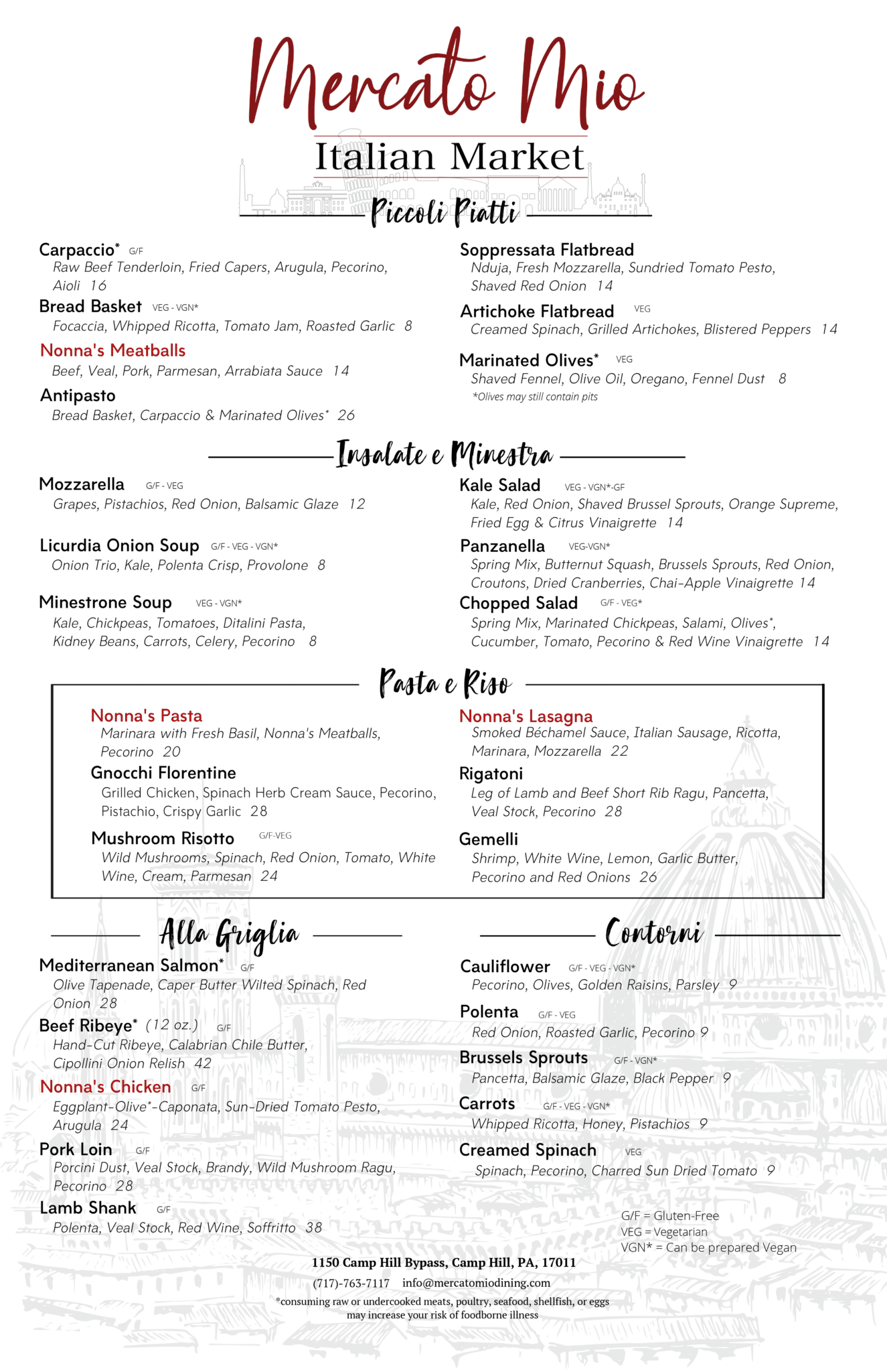 Menus - Mercato Mio Italian Market